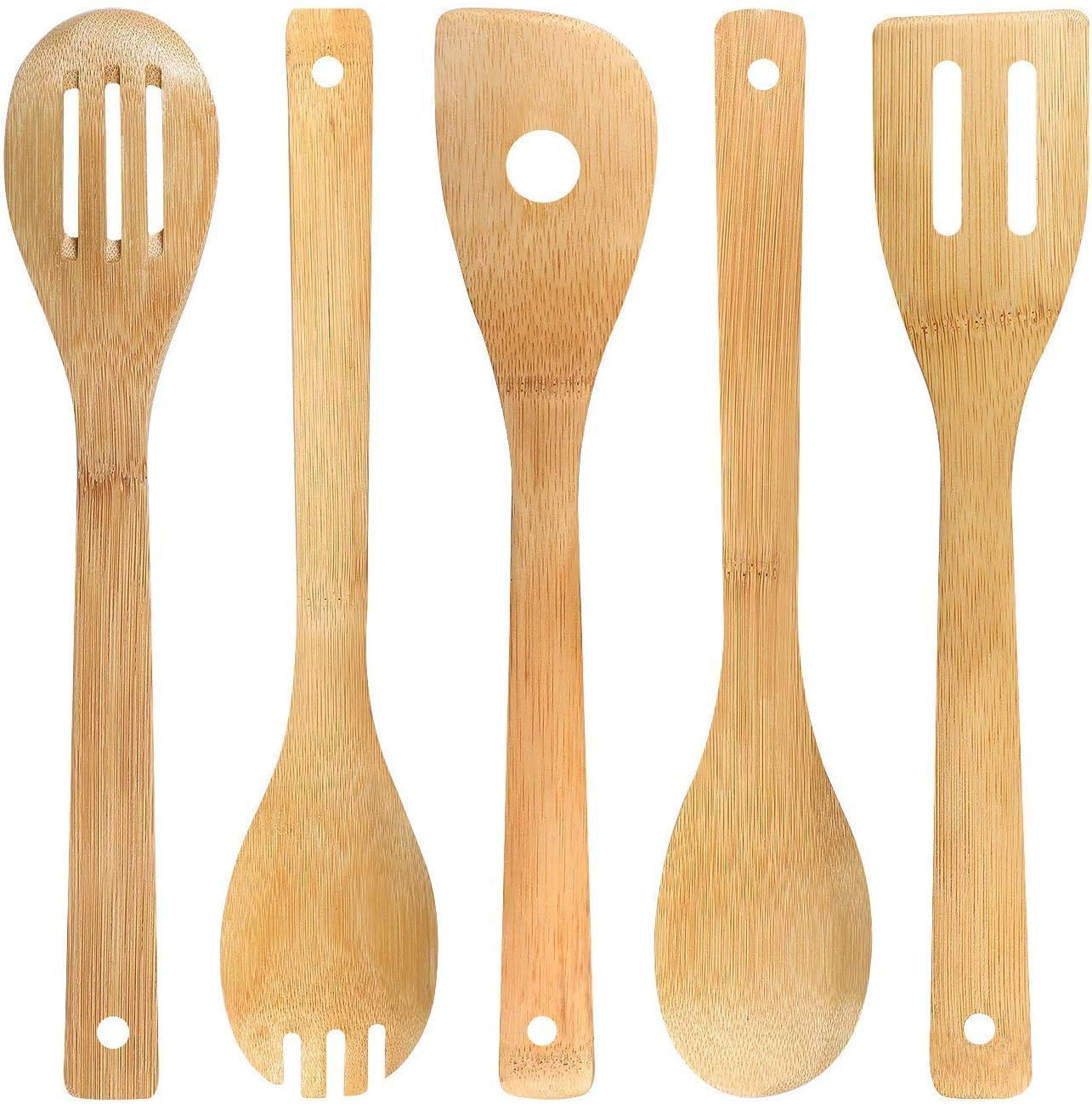 Kitchen Utensils Set Burned Wooden Cooking Utensil for Cookware Kitchen Gadget Spoons Spatulas Fork for Cooking Salad House Warming Gift Presents