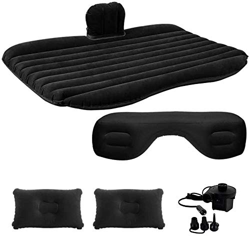 Luanoy Car Air Inflatable Bed Mattress, Portable PVC Flocking Car Travel Backseat for Vacation Camping with Two Pillows - Compatible with SUV MVP