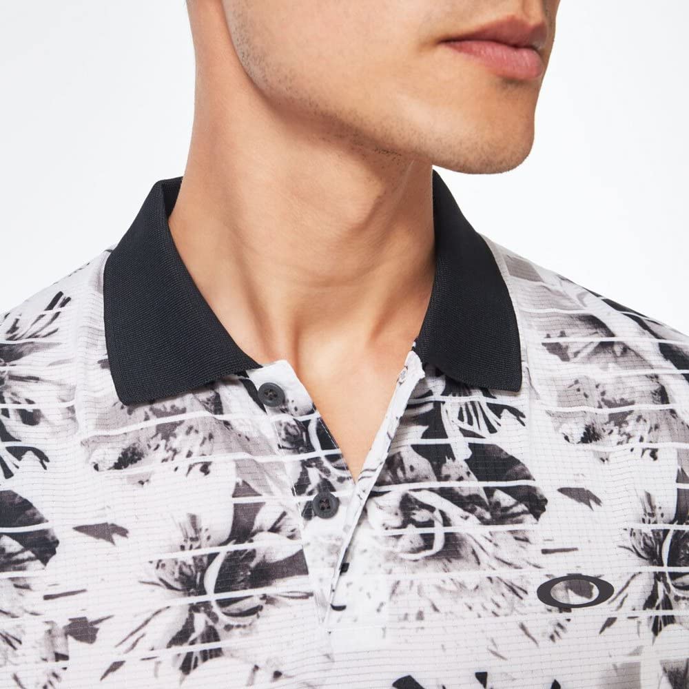 Oakley Men's Azalea Polo, Floral Print Stone Gray, X-Large