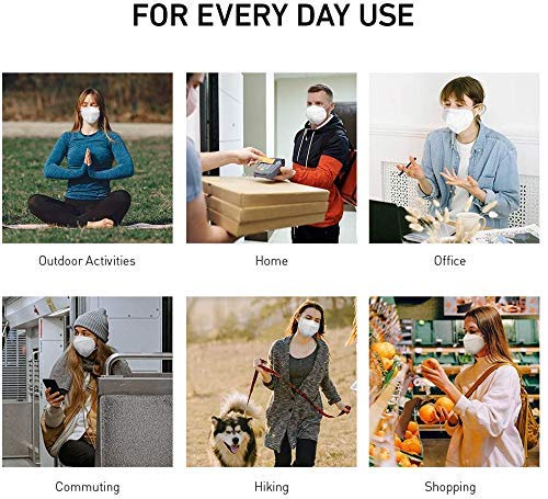 LundyBright KN95 Face Mask 50 Pack, 5-Layer Protective Masks Respirator, Breathable Cup Facemask Protection for Adults, Men, Women Madks Against PM2.5 Dust, Air Pollution
