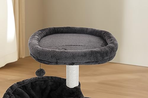 YUNIQUE Newest Cat Tree with Cat Condo and Big Hammock,Darkgrey