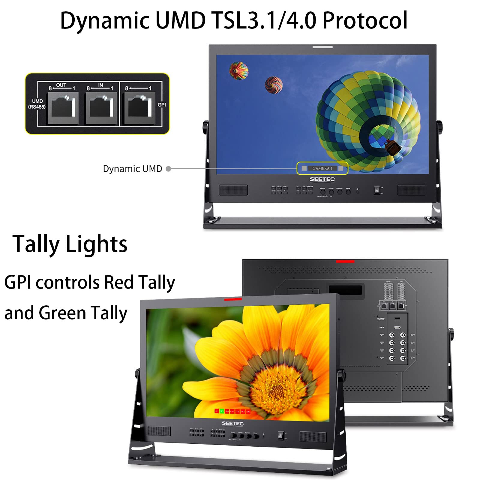 SEETEC ATEM215S 21.5 inch Multi-Camera Broadcast Monitor 4x3G-SDI HDMI in Quad Split Display Full HD 1920x1080 (ATEM215S)