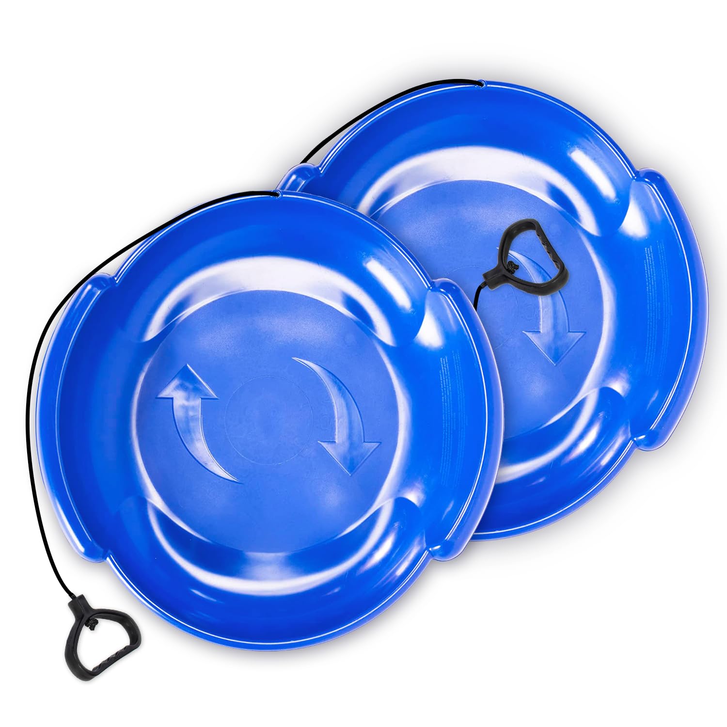 Plastic Saucer Sled with Pull Cord 2 Pieces – Snow Disc for Sledding – Round Snow Sled for Kids and Adults – Snow and Sand Outdoor Fun
