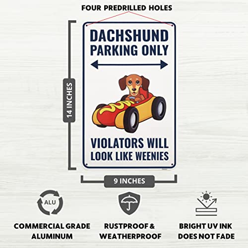 Venicor Dachshund Sign Decor - 9 x 14 Inches - Aluminum - Weiner Dog Dachshund Gifts for Women Stickers Stuff