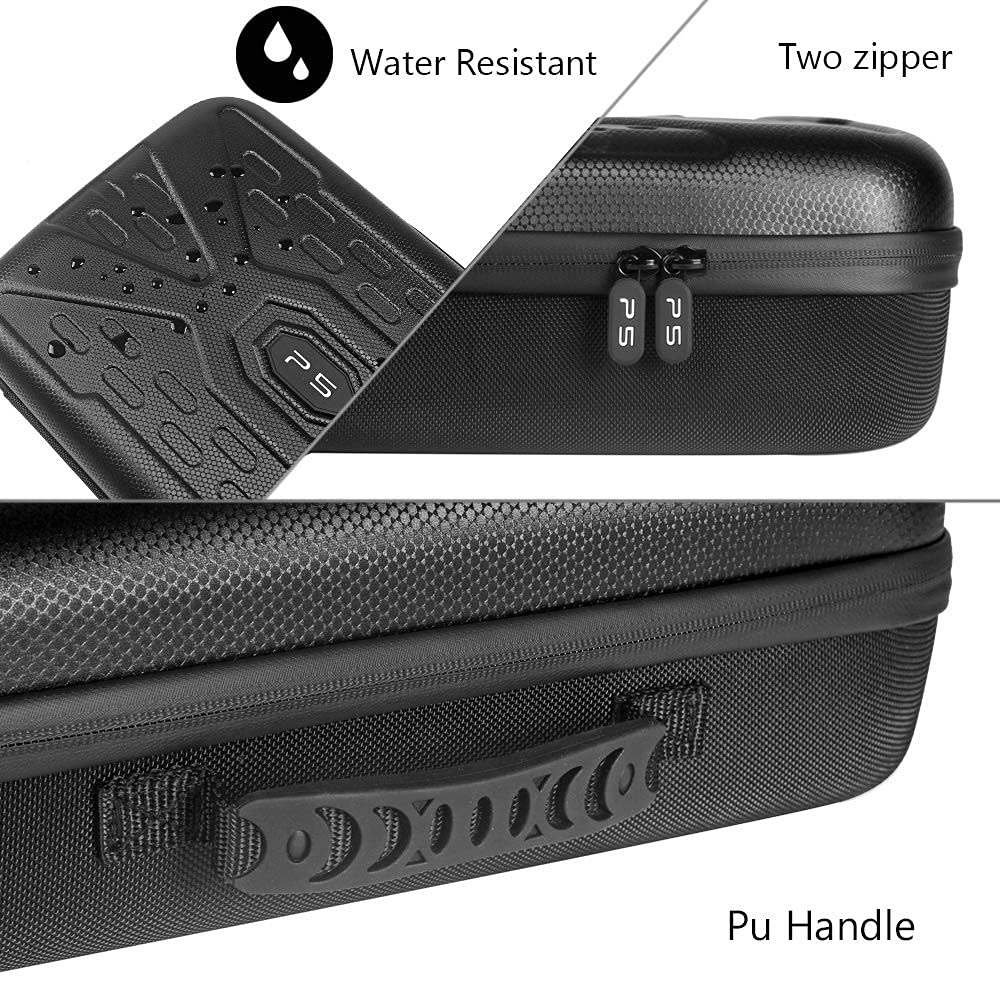 MASiKEN 4-IN-1 PS5 Accessories, Controller Skin, Console Dust Cover, Headset Carrying Case, Travel Case Fit Official 2 Controllers, Headset Pulse 3D, Remote, Bundle Waterproof, Anti Shock (Black)
