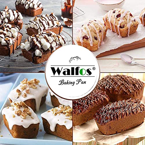 Walfos Silicone Mini Bread Baking Pan 6 Cavities Non-Stick Silicone Mini Loaf Pans 2 Pieces Food Grade Baking Mold For Bread, Cakes, Muffin, Dough, Easy Pop Out and Dishwasher Safe