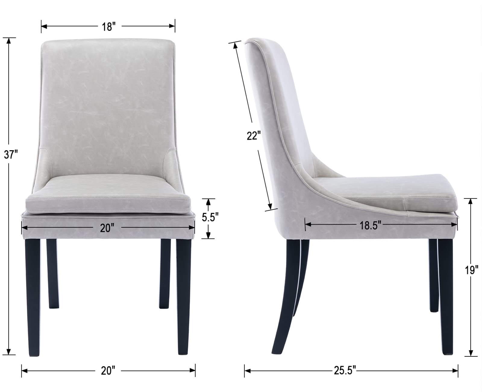 Kmax Linen Fabric Dining Chairs Set of 4 Upholstered Side Chairs Modern Accent Chairs with Wood Legs for Dining Room Kitchen Restaurant, Light Grey