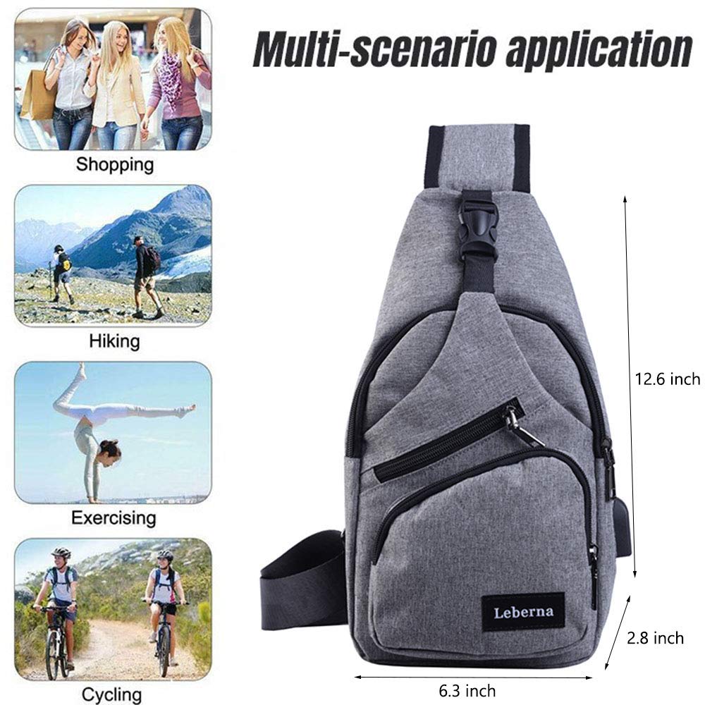 LEAFOREST Crossbody Sling Bag Shoulder Backpack for Travelling Hiking and Other Outdoor Activity Men and Women Grey