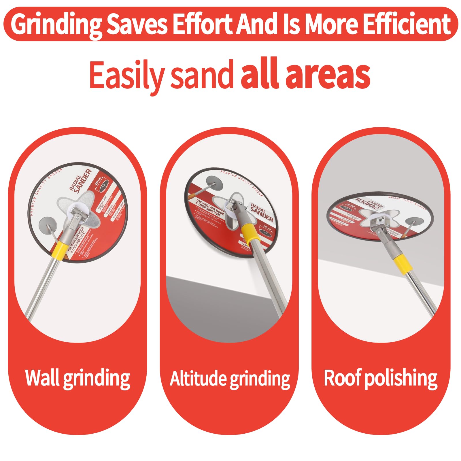 𝙐𝙥𝙜𝙧𝙖𝙙𝙚 Wall Sander for Painting Prep,9 inch Drywall Sander with Extension Pole for Wall Cleaning and Polishing,360 Circular Radial Sander + 25pcs Wall Sanding Discs