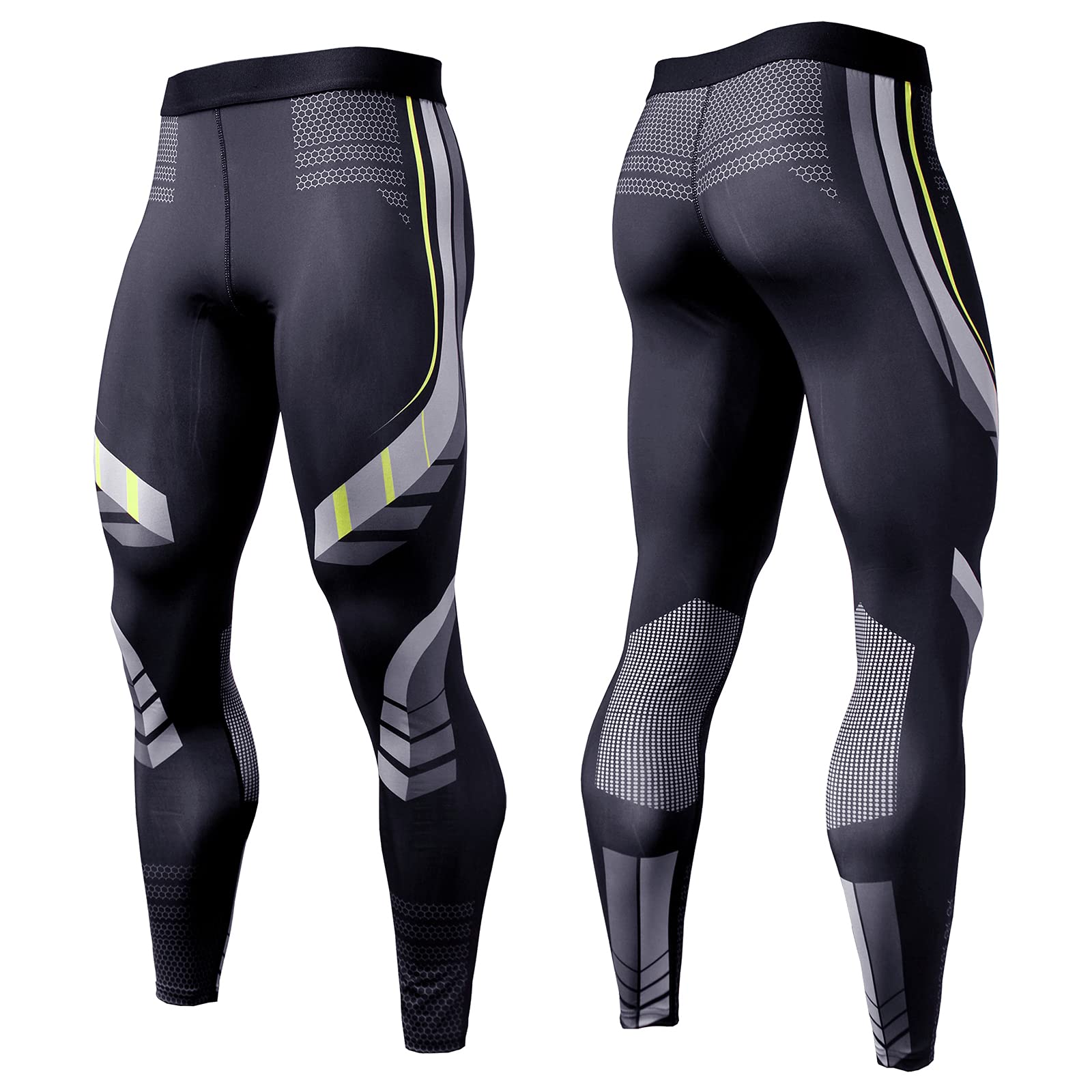 OEBLD Compression Pants Men UV Blocking Running Tights 1 or 2 Pack Gym Yoga Leggings for Athletic Workout