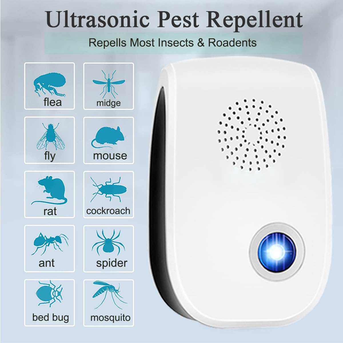 Ultrasonic Pest Control Repeller, 8 Packs Electronic Indoor Pest Control Plug in Rodent Repellent, Ultrasonic Mouse Repellent Bug Wall Mosquito Repeller for Ant, Mice, and Spider, Upgraded