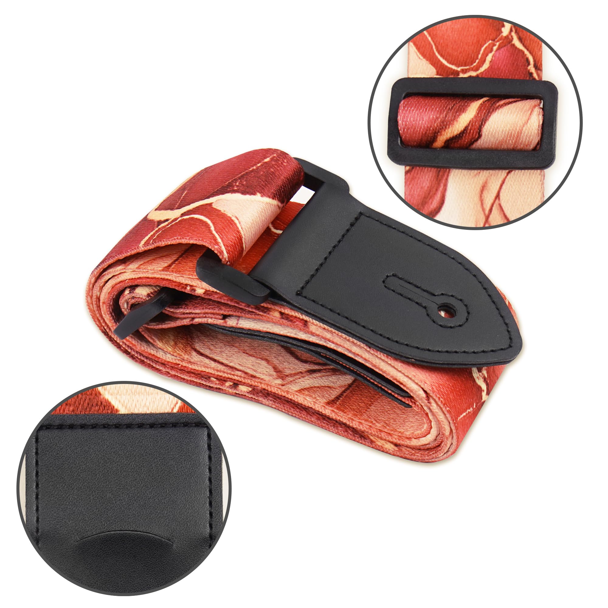 lizimandu Adjustable Guitar Strap Includes 2 Strap Locks & 4 Matching Picks.Leather ends Guitar Shoulder Strap Suitable for Acoustic Guitar,Electric Guitar,Christmas Gift for Guitarist(1-Splash Ink3)