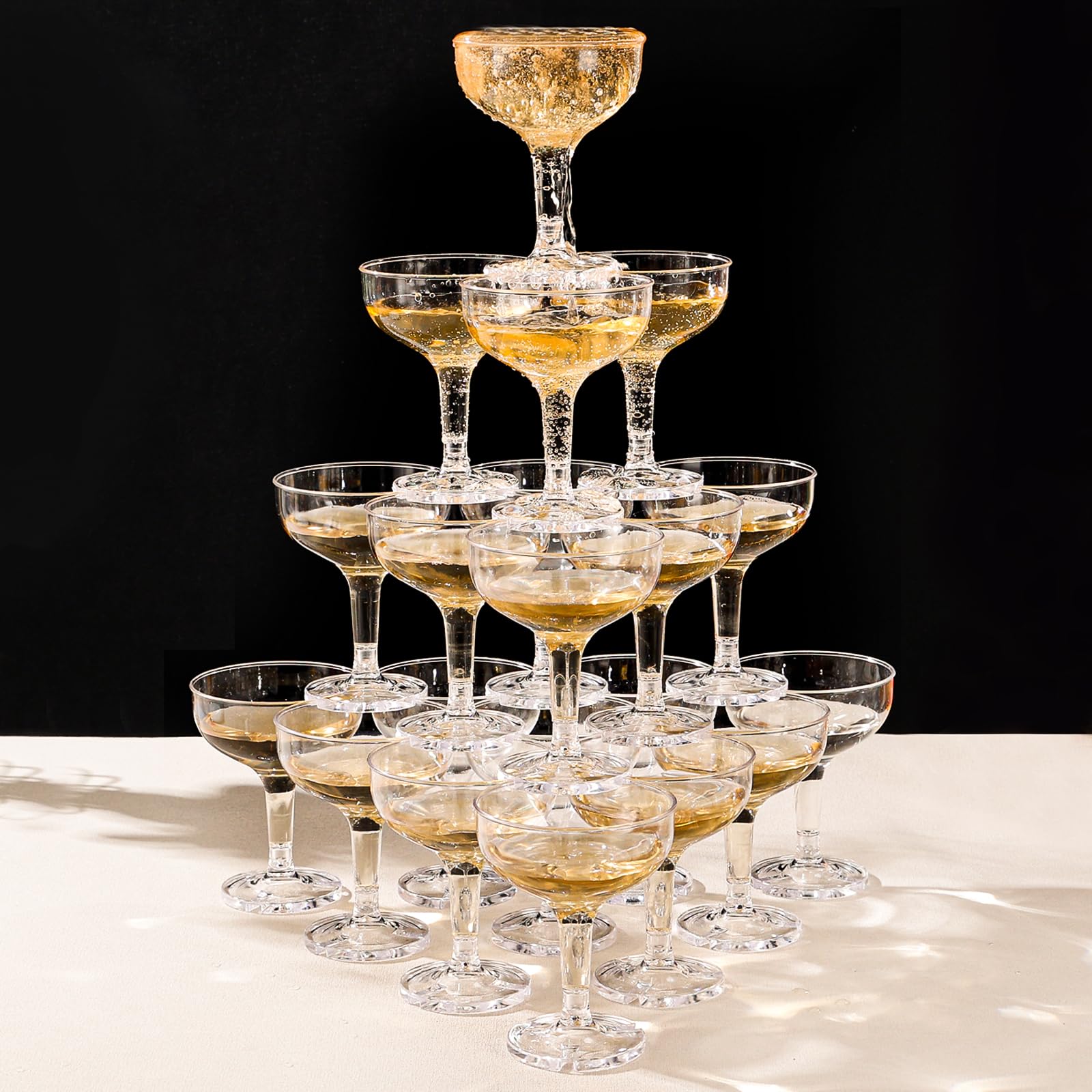ZOMUIA 50 Pack Acrylic Champagne Coupe Glasses Plastic Champagne Tower for Party Wedding Martini Cocktail Glasses Reusable Champagne Cups for Wedding Birthday Party Anniversary, 5oz