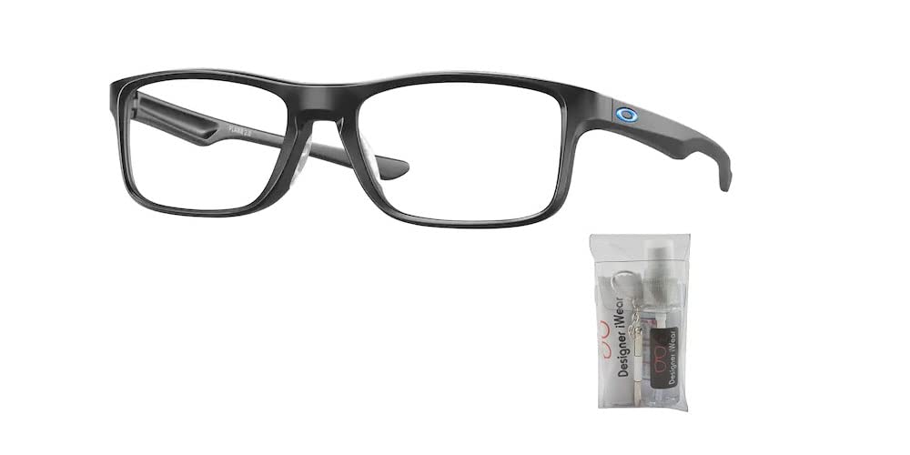 Oakley Plank 2.0 OX8081 808114 53MM Satin Black Rectangular Eyeglasses for Men for Women + BUNDLE With Designer iWear Eyewear Kit