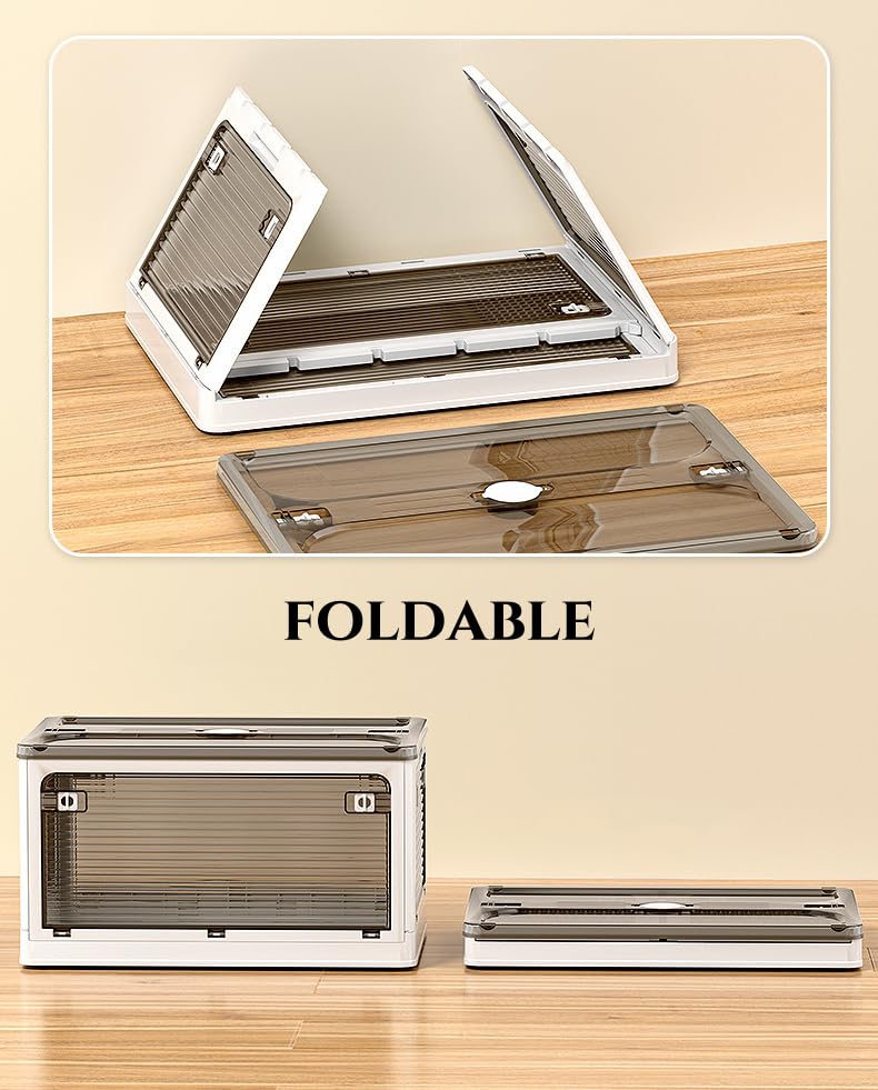Newspitaya Collapsible Storage Bins with Lid and Wheels, 21 QT Foldable Plastic Storage Box, Closet, Bathroom, Kitchen Organizer and Storage for Clothes, Food