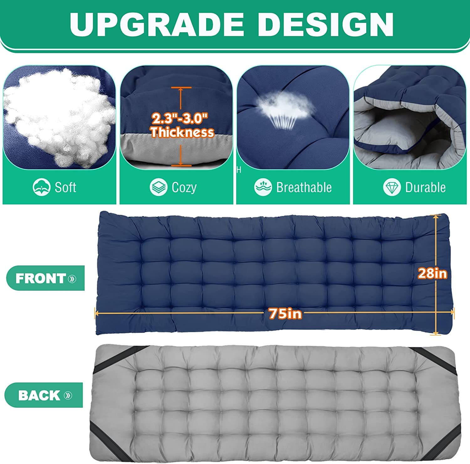 Oeyal Folding Camping Cots for Adults, Folding Cots for Sleeping, Portable Travel Camp Cots Guest Bed, Heavy Duty Sleeping Cot with Mattress and Carry Bag for Indoor & Outdoor Use