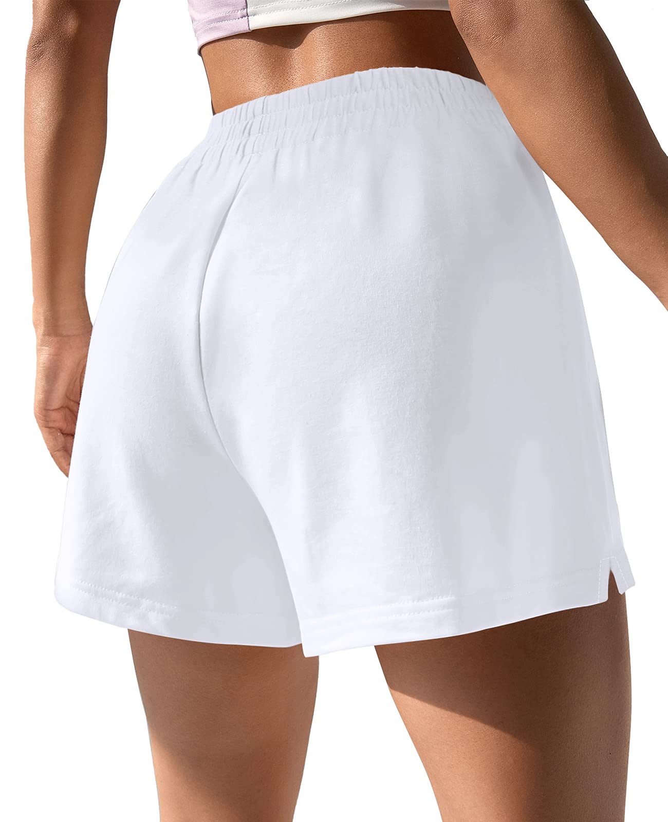 OFEEFAN Workout Shorts for Women Athletic Active Shorts Sports Fitness Jogging White M