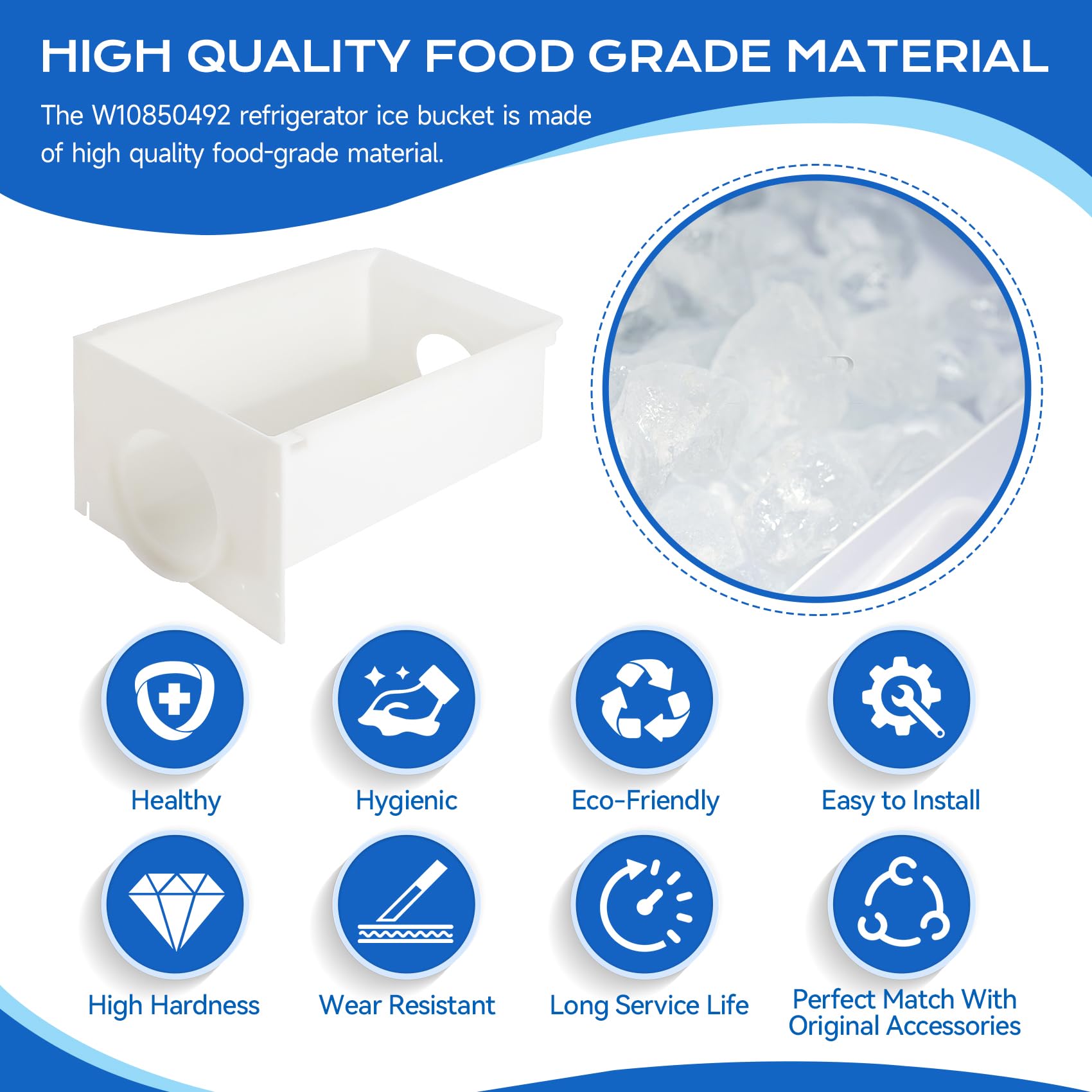 π
½π
΄π ππ©π π«ππππ W10850492 Refrigerator Ice Bucket Compatible with Whirlpool Amana Kenmore Maytag Refrigerators, W10670844 Ice Bucket, Ice Container Bin W10138193, WRS321SDHB00, PS11731153 Etc