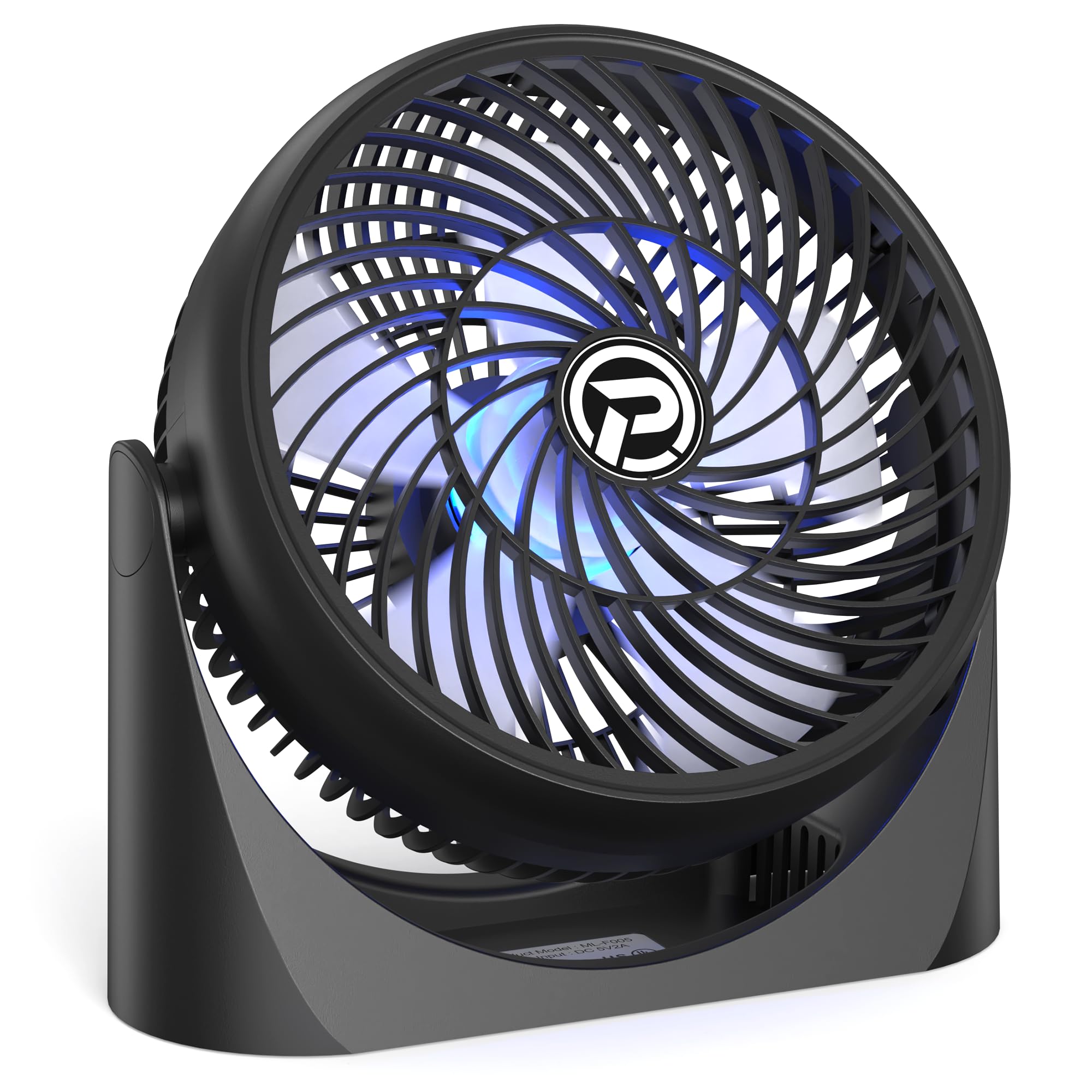 KITWLEMEN Table Fan with Remote, 8 inch Portable Desk Fan with 3 Speeds Strong Airflow, RGB Light, Quiet Operation and 360°Rotate for Bedroom Home Office