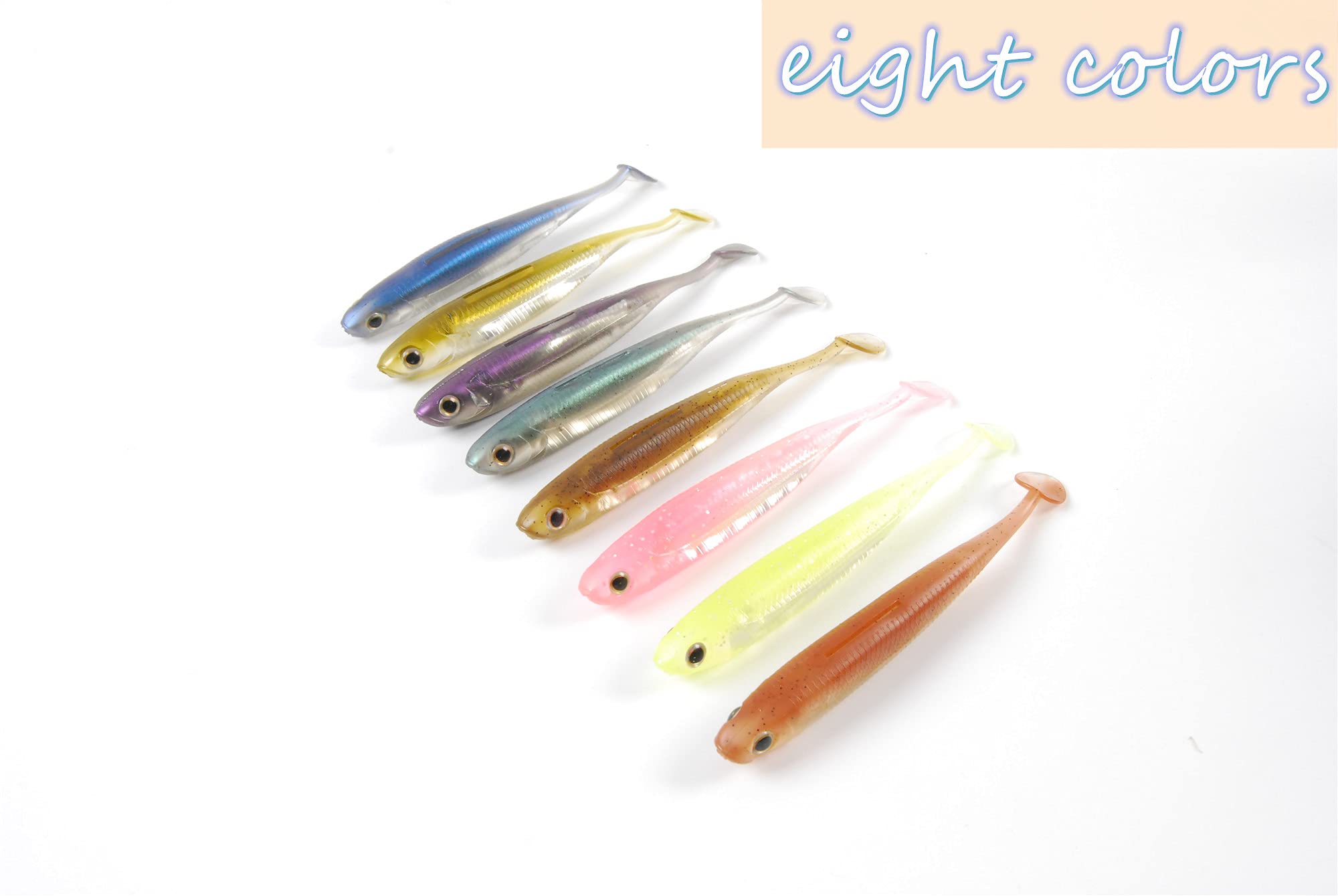 Papa.Jiang Soft Fishing Lure, Artificial Lure Swimbaits, Wiggle Paddle Tail, Multiple Color Available, Saltwater/Freshwater (Cyan Blue, 4.7'')