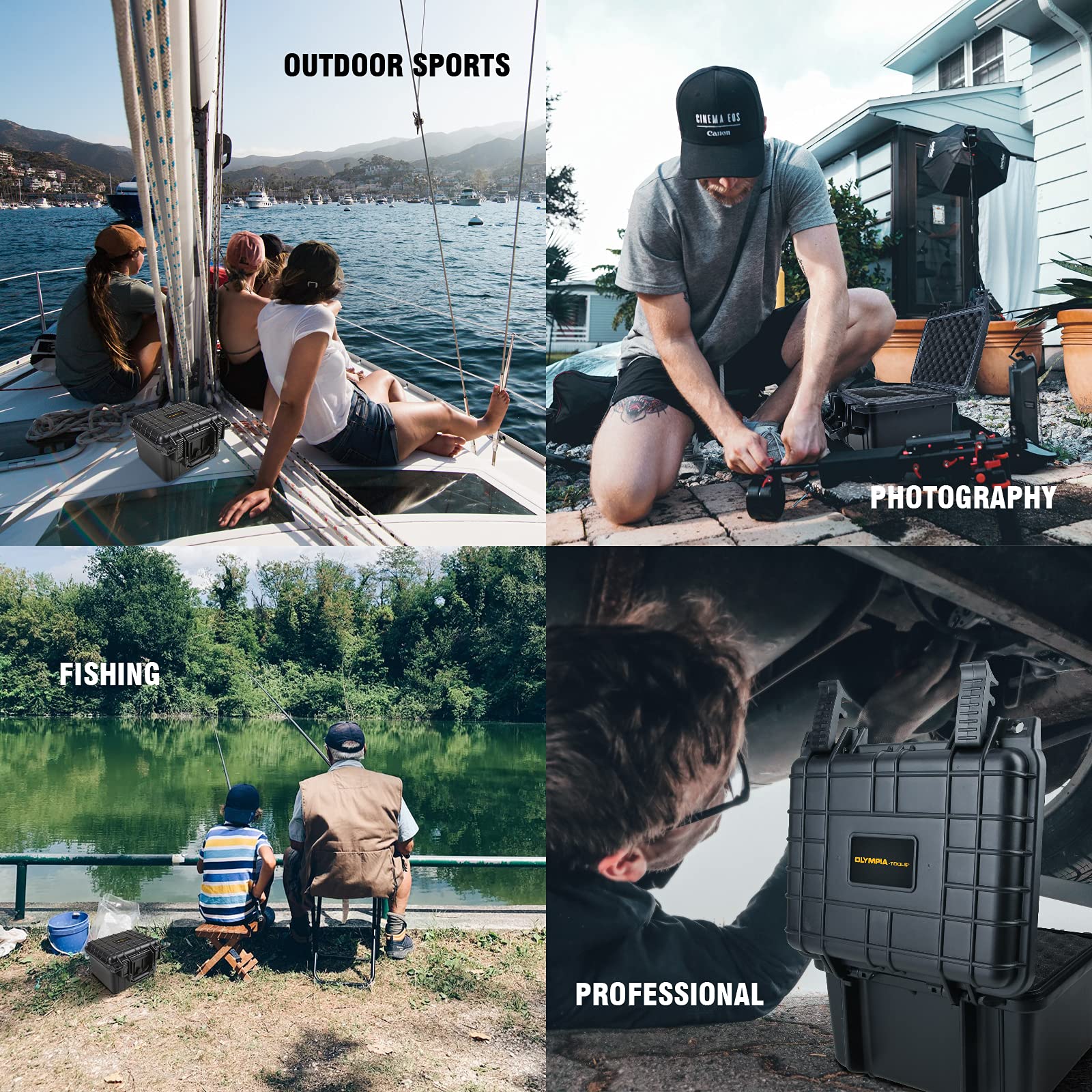 Olympia 10.47" Waterproof Hard Case with DIY Customizable Foam, Fit use of Gear, Equiment, Camera and so on