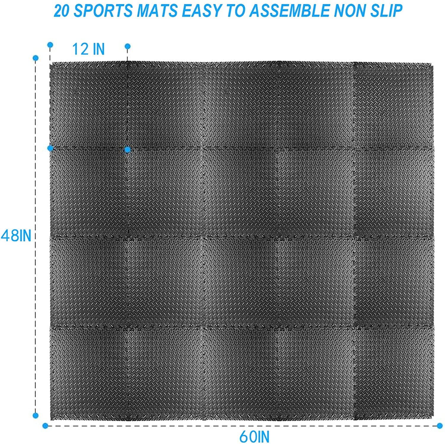 Puzzle Exercise Floor Mat EVA Interlocking Foam Tiles Exercise Equipment Mat Workout Mats Flooring for Home Gym 20 Square Feet Gym Floor Mats for Gyms, Yoga, Workout