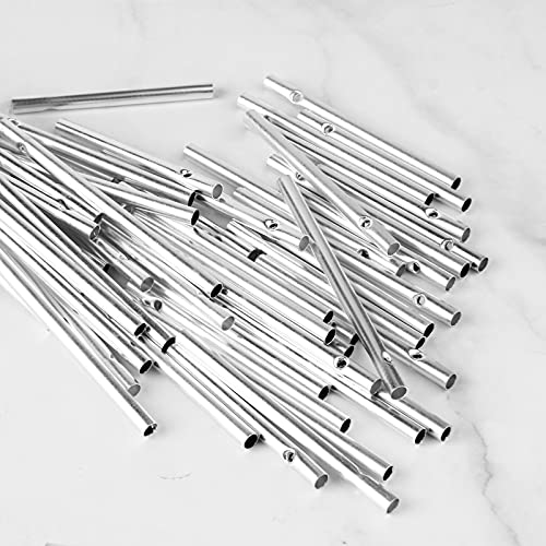 sansheng 90pcs (5 Different Length) Wind Chime Tubes for Home Garden Outdoor Hanging Decorations, Tone Empty Tubes with Wind Chime line 150 Yards(Silver)
