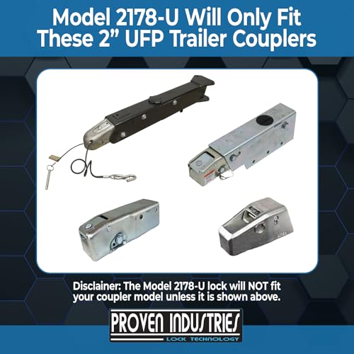 Proven Industries Model 2178-U Boat and Trailer Lock, Fits 2-Inch UPF Trailer Couplers,Secures Safety Chains Made in The USA, (Red)