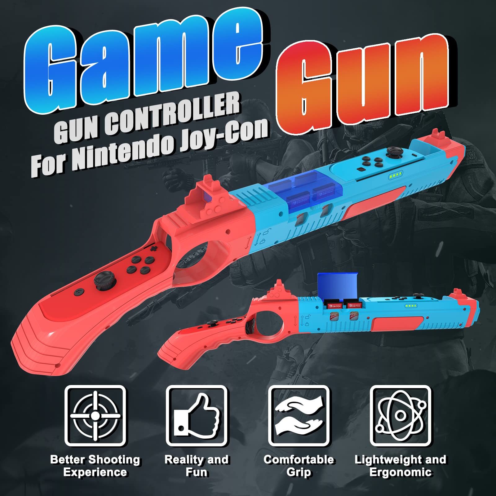 Switch Shooting Controller for Nintendo Joy-Con Hunting Games, 1 PCS Switch Hand Grip Accessories Compatible with Nintendo Switch Games (Blue)