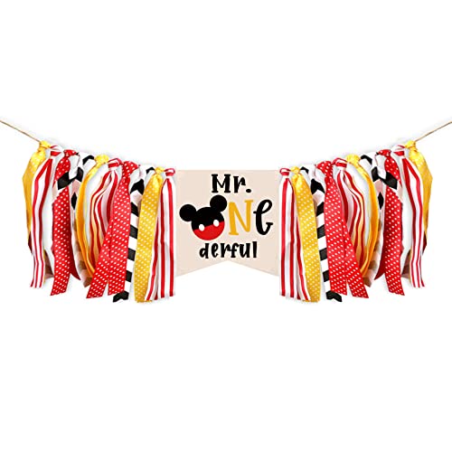 Mickey Theme 1st Birthday Party Decorations,Mickey Mr Onederful High Chair Banner. Mr Onederful Decorations for Events, Onederful Decorations for Kids' 1st Birthday Party.…