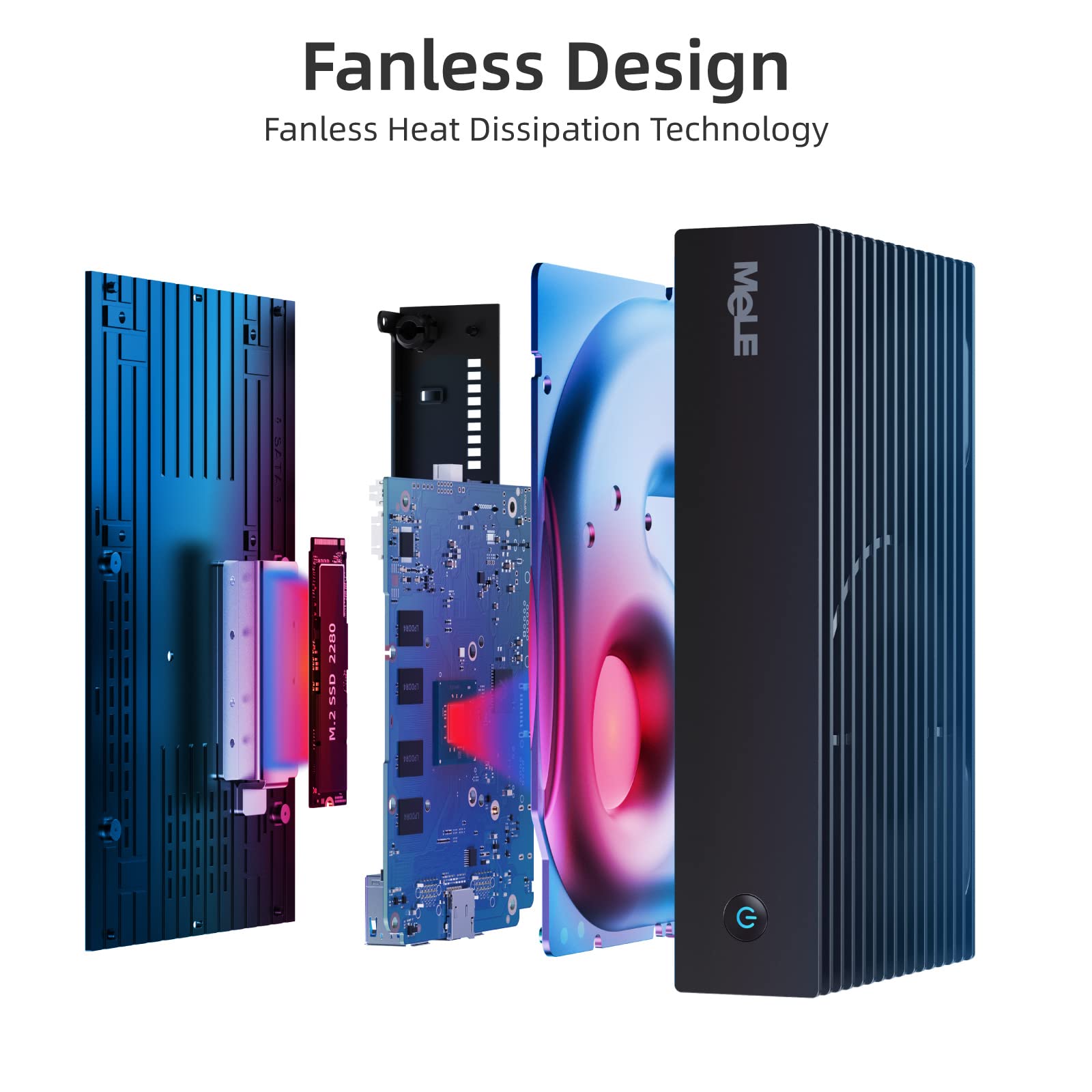 MeLE PCG35 Fanless Mini PC Windows 11 Pro J4125 8GB 128GB Small Desktop Micro Computers Dual HDMI, VGA Three Screen Support Gigabit Ethernet WiFi PXE Auto Powe on Work on Industrial IOT Business
