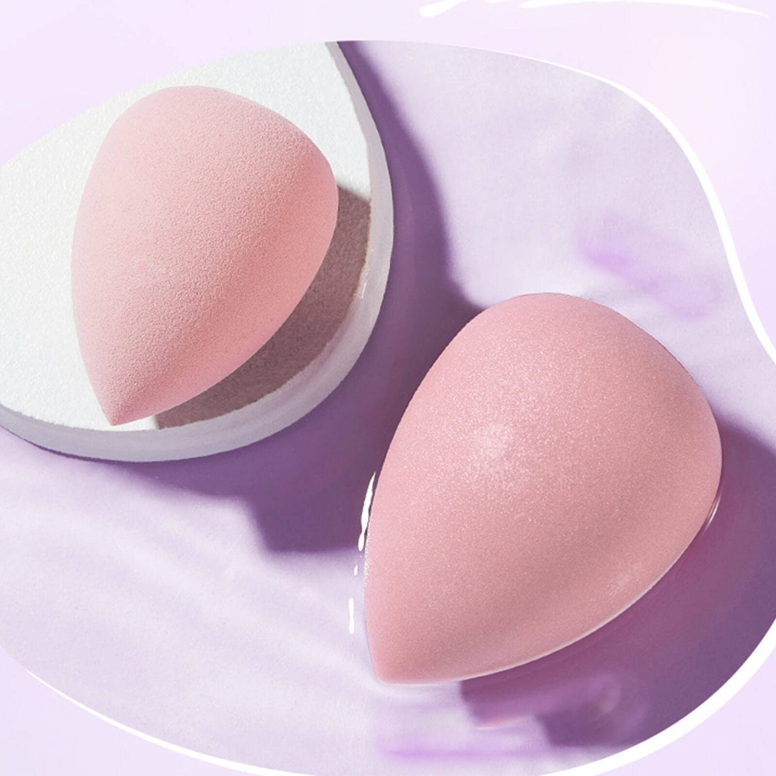XMOSNZ Makeup Sponge Sets 3pcs Foundation Blending Sponge Pink Latex Free and Vegan Makeup Sponges with a Storage Case (3, Blue Purple)