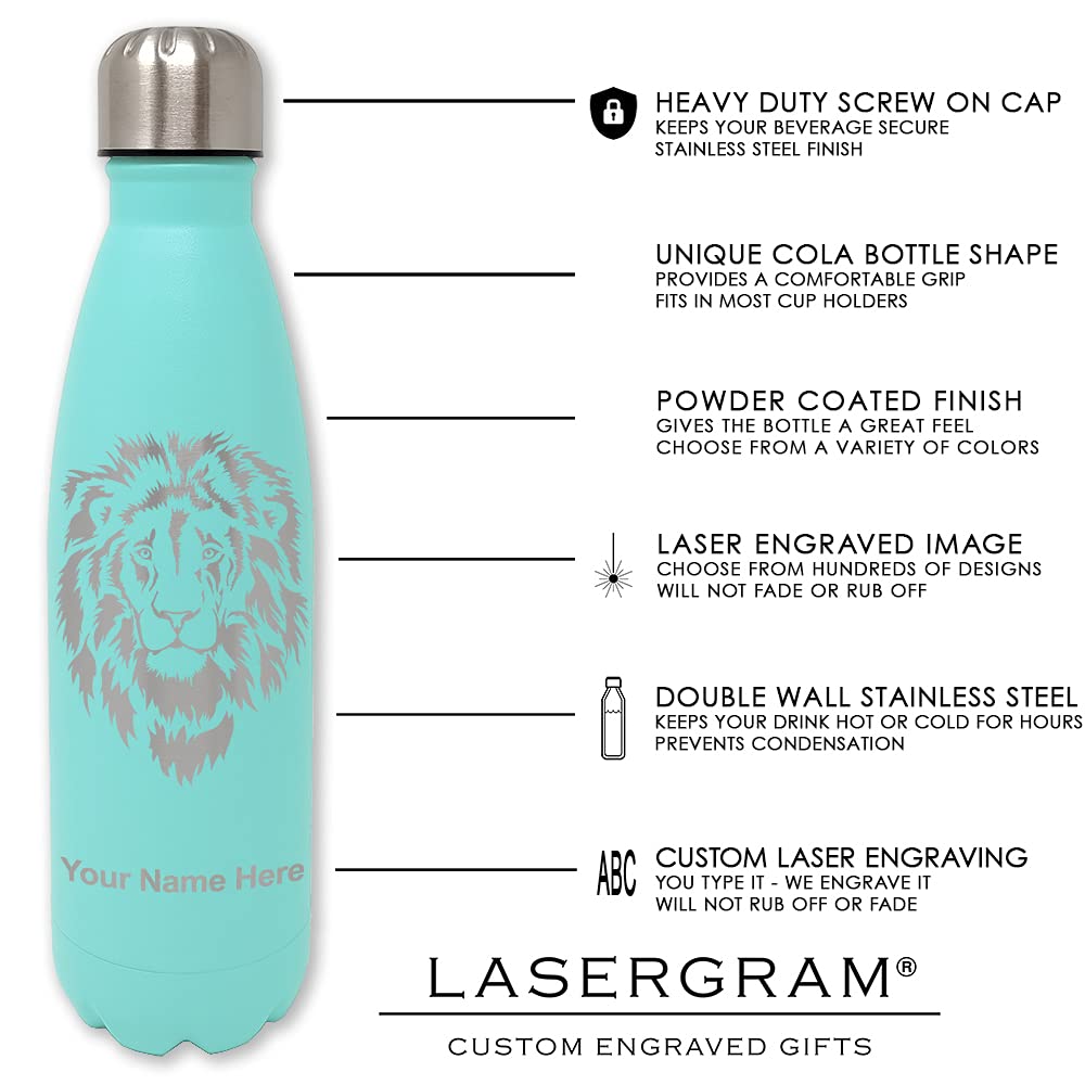 LaserGram Double Wall Stainless Steel Water Bottle, Figure Skater, Personalized Engraving Included (Light Blue)