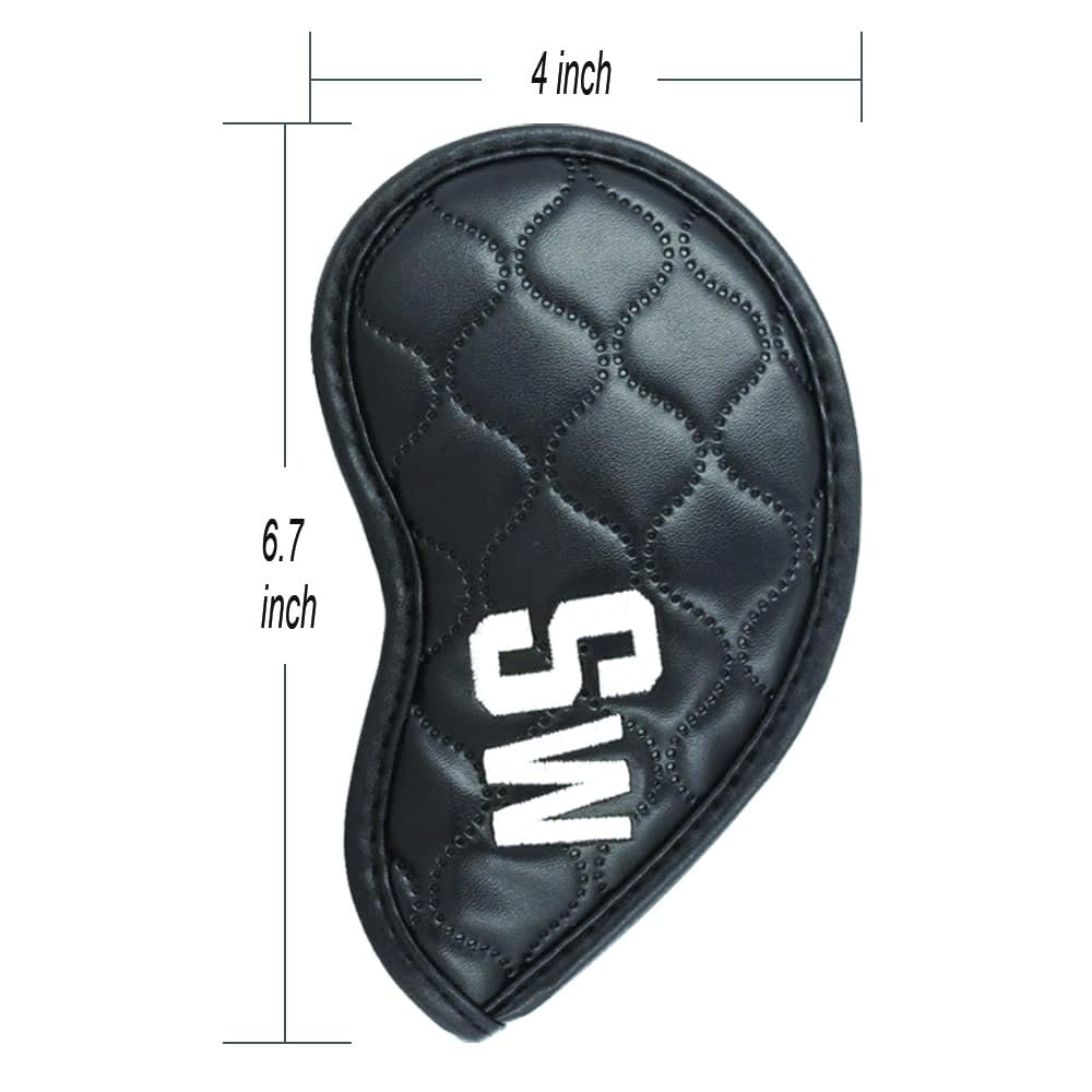 PINMEI Golf Iron Head Cover 10pcs Synthetic Leather Velcro Closure Fit All Brands Golf Club Head Cover for Callaway Ping Taylormade Cobra Etc
