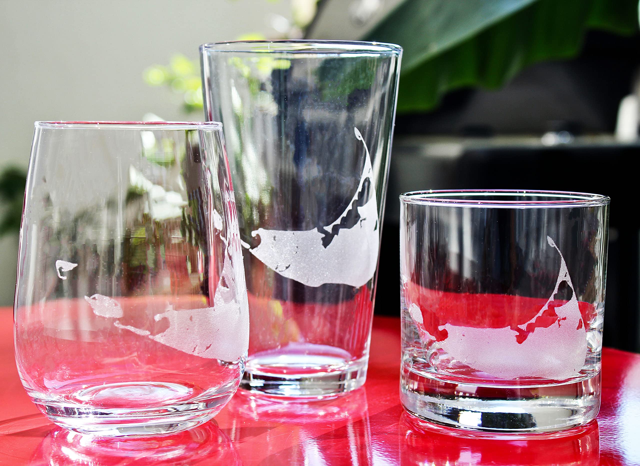 Nantucket Map - Stemless Wine Glasses Set of 2
