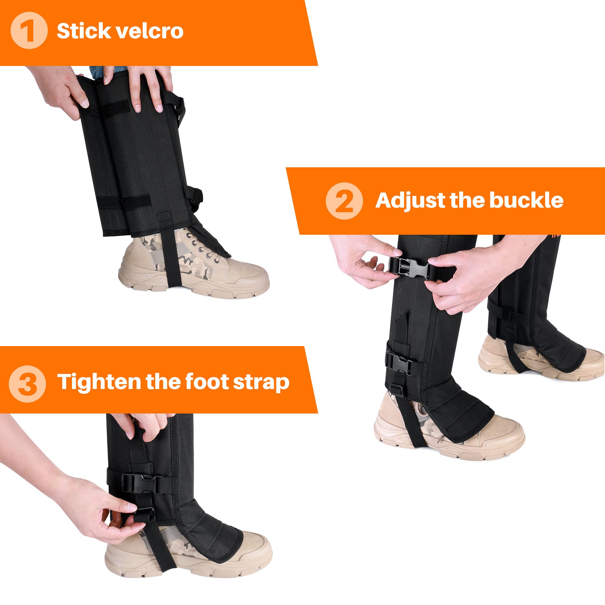ONETWOFIT Snake Gaiters, Adjustable Snake Chaps for Men Women Hiking Hunting with Removable Knee Guards, Carry Bag, Foot Strap, Lightweight Snake Bite Protection for Lower Legs
