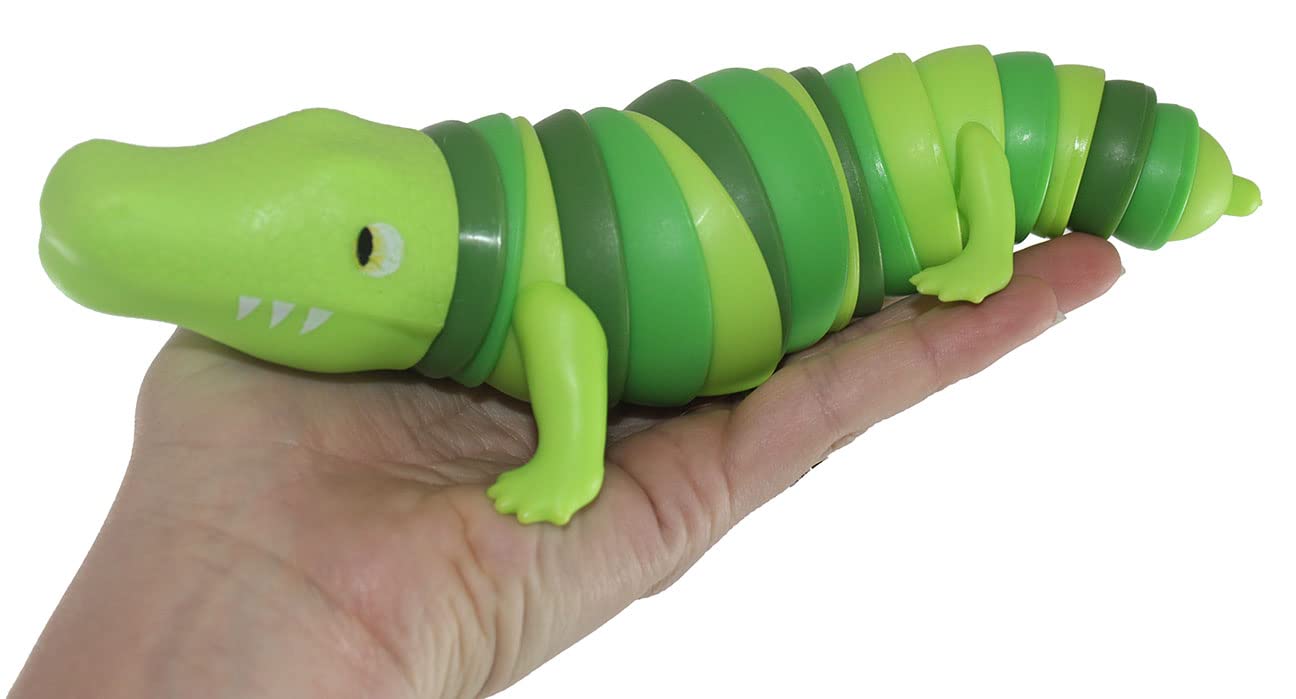 Set of 2 Alligator Wiggle - Gator Crocodile Reptile Large Articulated Jointed Moving Slug Toy - Unique