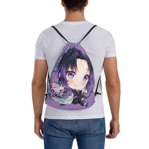 PEVNMXA Anime Purple Drawstring Backpack Bag for Women Beach String Cinch Sack fit Shopping Sports Yoga Swimming Camping
