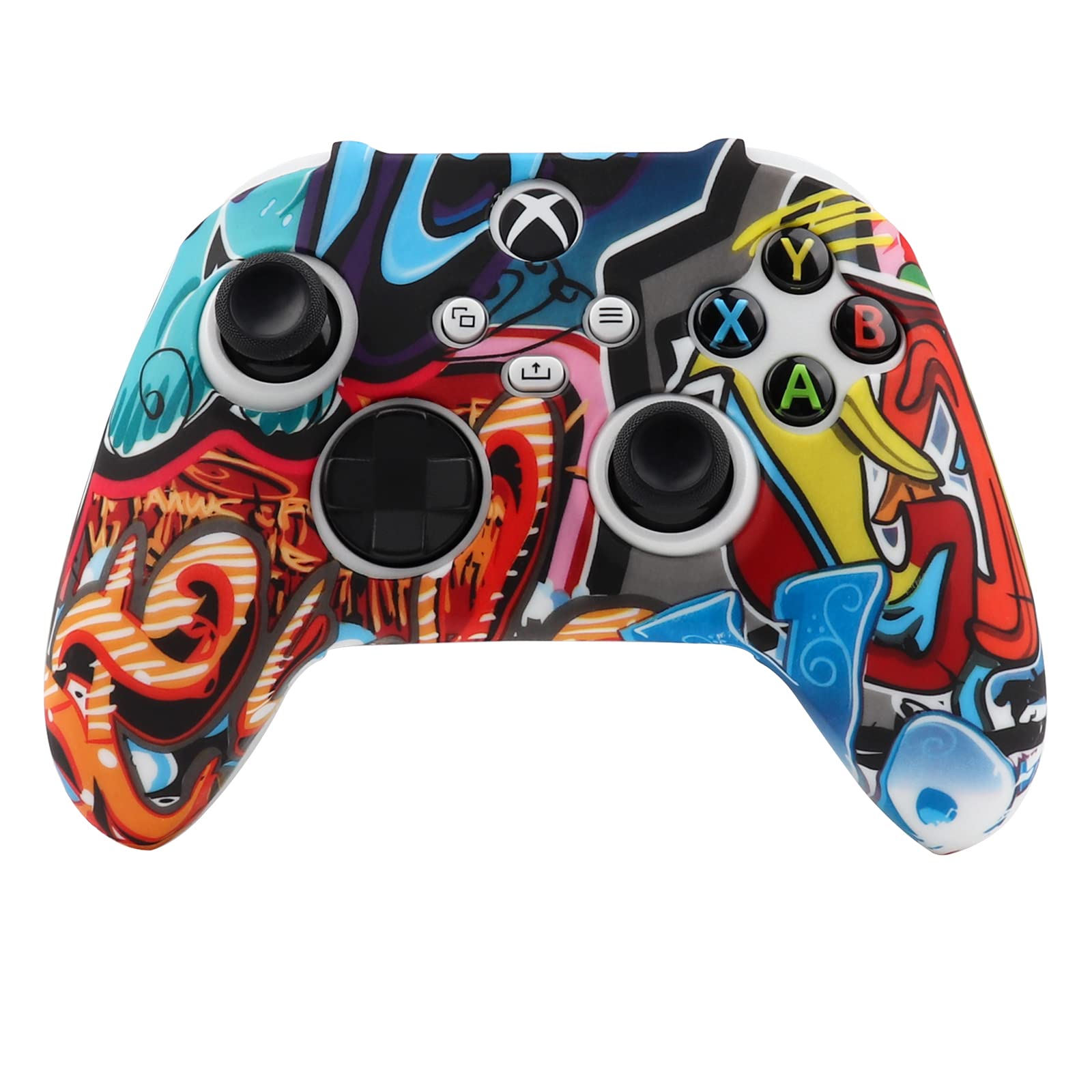 RALAN Controller Cover Skins for Xbox Series, Anti Slip Silicone Protector Compatible for Xbox Series S/X Controller (Black Pro Thumb Grip x 8,Cat + Skull Cap Cover Grip x 2)
