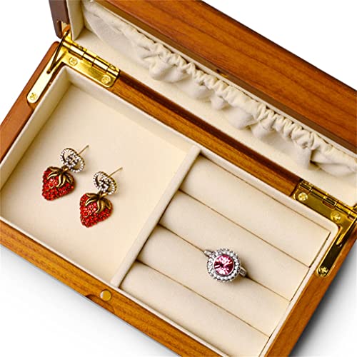 VIBY Solid Wood Jewelry Case For Ring Earrings Bracelet Pendant Necklace Watch Box Jewelry Organizer ( Color : D , Size : 16.5*9.5*5.5cm )