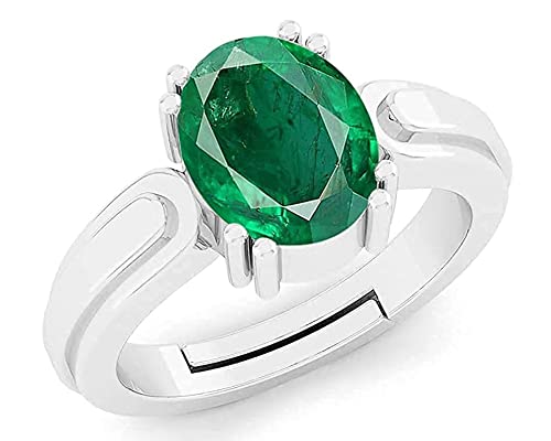 LMDPRAJAPATIS Natural Certified Genuine Unheated Untreated Original Green Emerald 4.25 Carat Panchdattu Ring Silver Plated Ring for Men & Women's