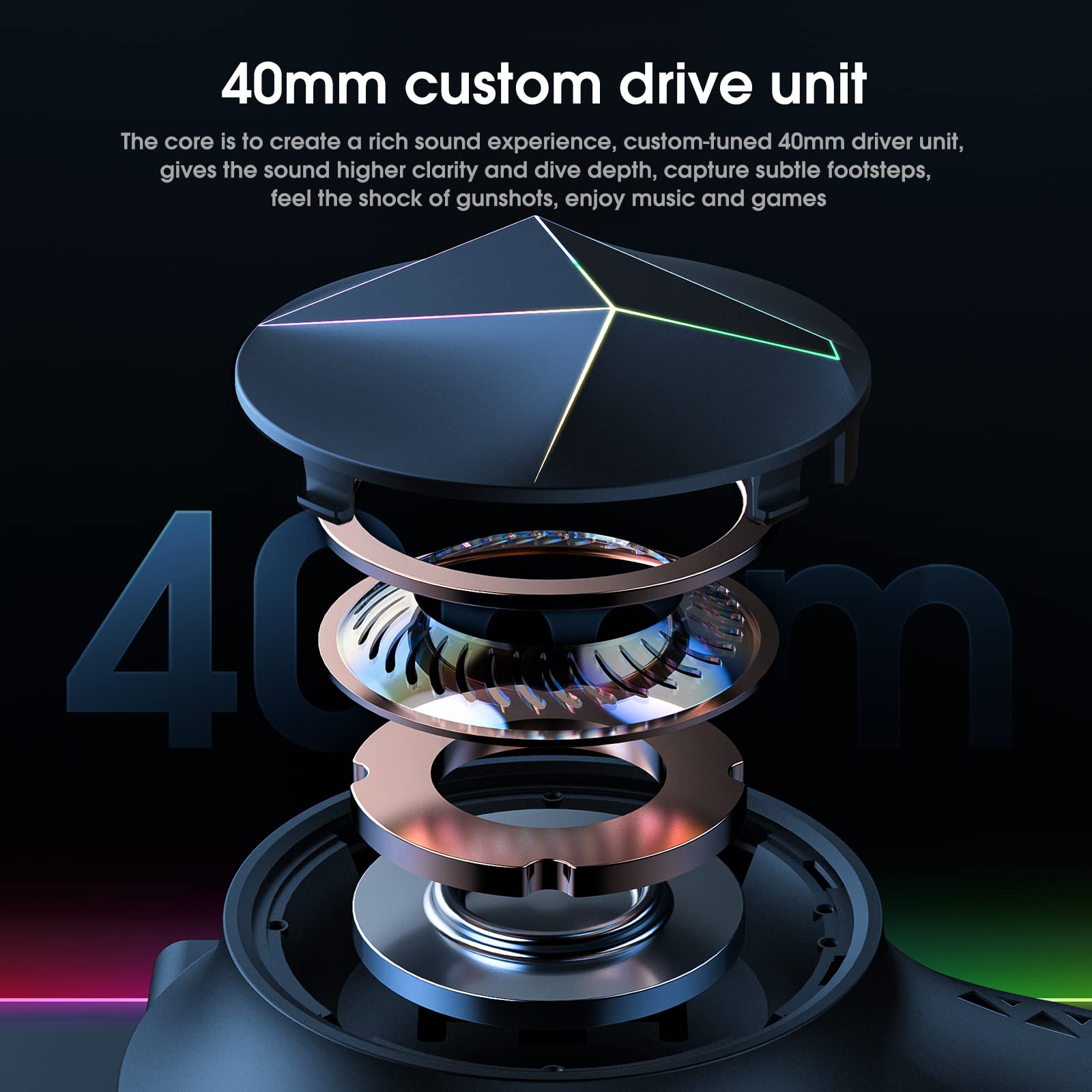 ONITOON Gaming Headset, PS4 Gaming Headphones with Noise Canceling Mic & Diamond RGB LED Light, Soft Memory Earmuffs, USB Wired and 3.5mm Jack Compatibility for Laptop, PC, PS5, Mac, Laptop