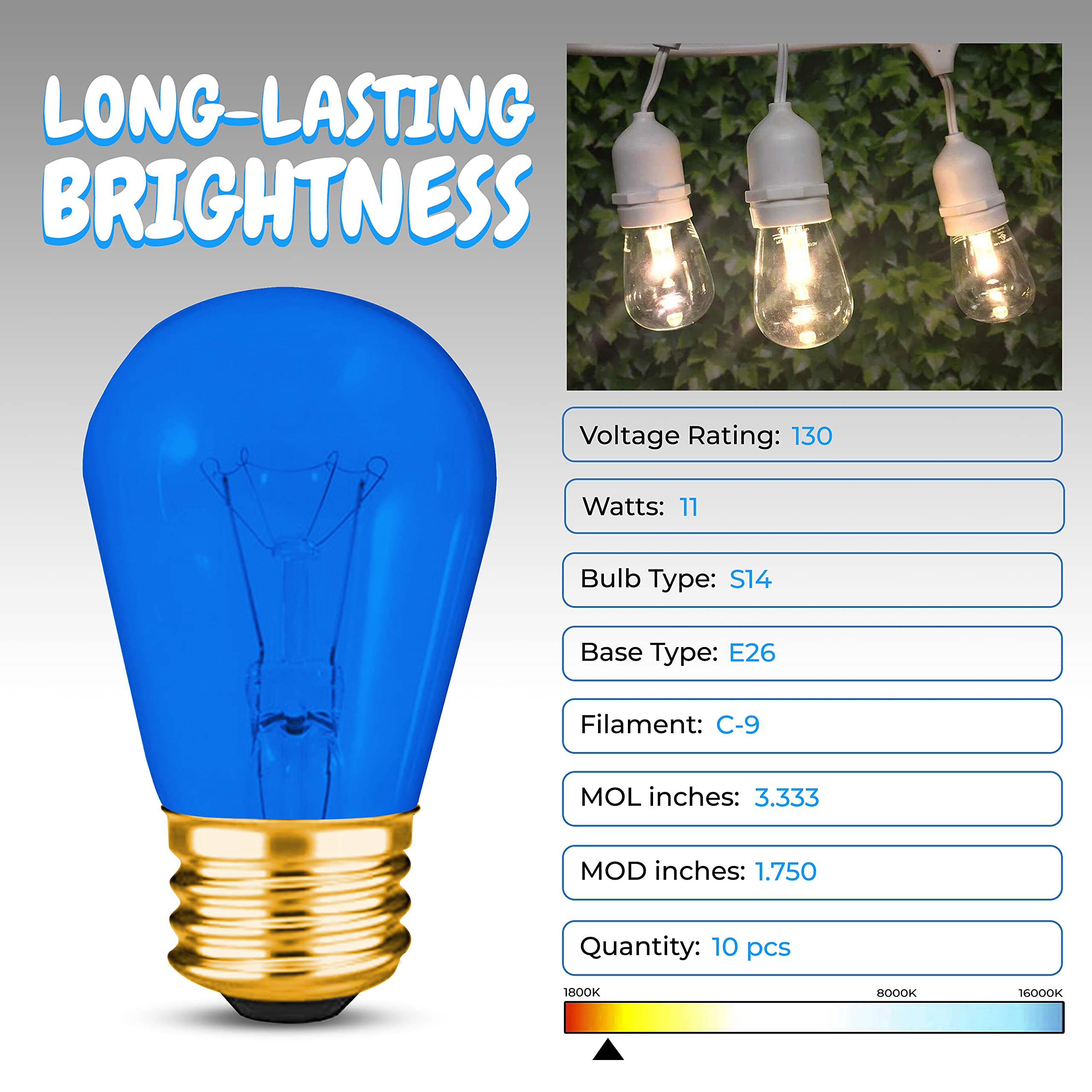 OHLECTRIC Transparent Pink S14 LED Bulbs with E26 Medium Base -11 Watts Dimmable Sign Light Bulbs, Energy Efficient - Ideal for Outdoor String Lights - Pack of 10