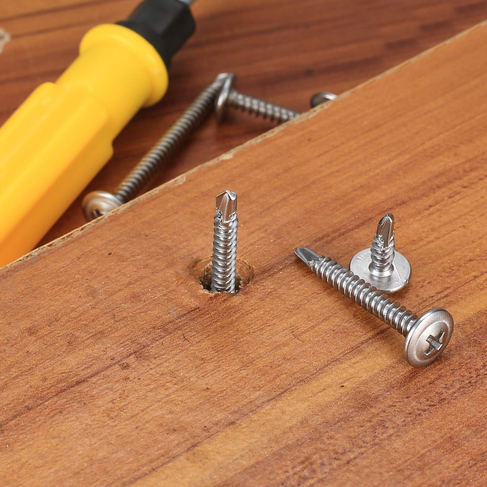Self Tapping Screws for Sheet Metal, 210 Pcs Self Drilling Screws, Phillips Truss Head Self-Drilling Tek Screws Assortment Kit, Sheet Metal Screws - 1/2", 3/4", 1", 1-1/4", 1-1/2", 2"