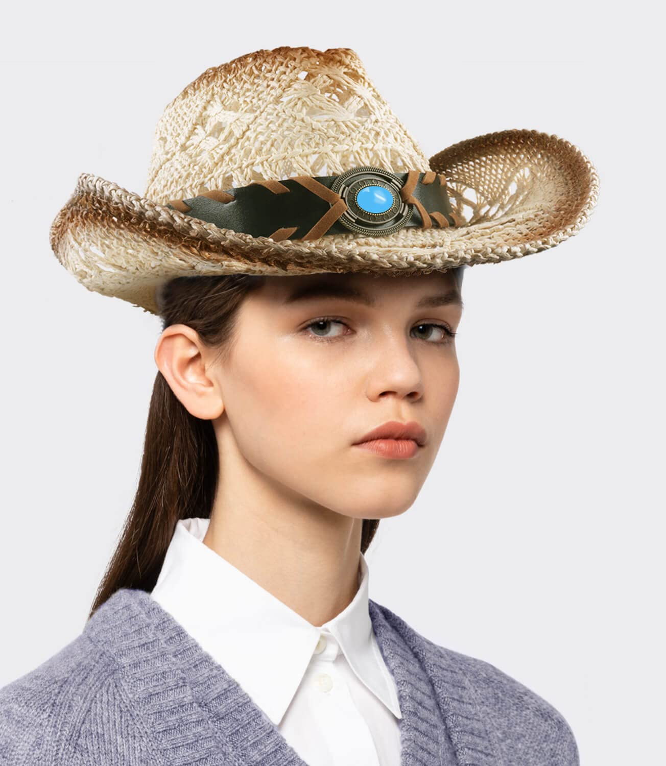 OYSPOSUP Straw Cowboy Hat for Men and Women with Shape-It Brim, Western Cowboy Hat