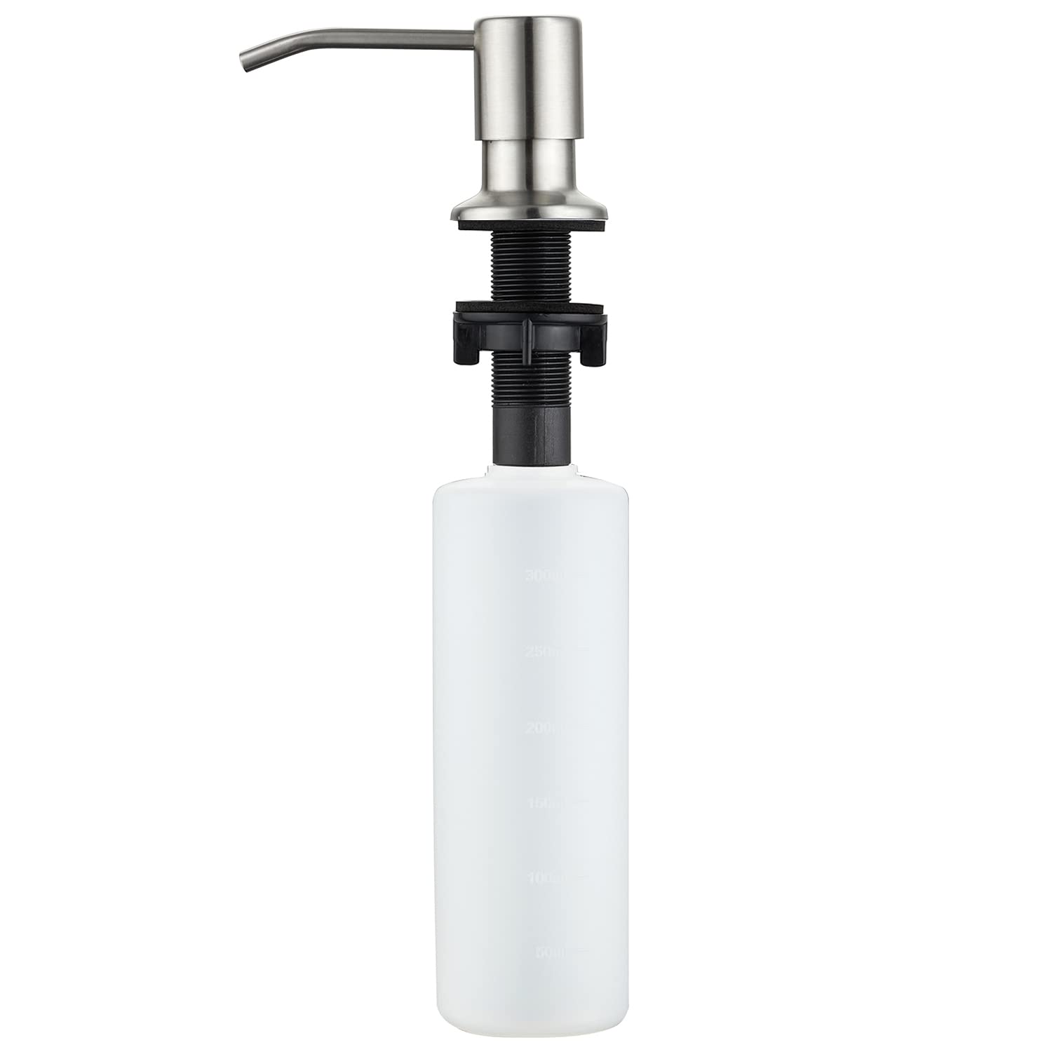 Sink Soap Dispenser Brushed Nickel, Soap Dispenser for Kitchen Sink Stainless Steel Refill from The Top Built in Sink Soap Dispenser with 13 OZ Soap Bottle