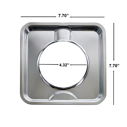 KITCHEN BASICS 101 Made in the USA SGP-400 4 Pack Chrome Square Gas Range Drip Pan Directly Replaces 786333, AP6011553, PS11744751, WP786333