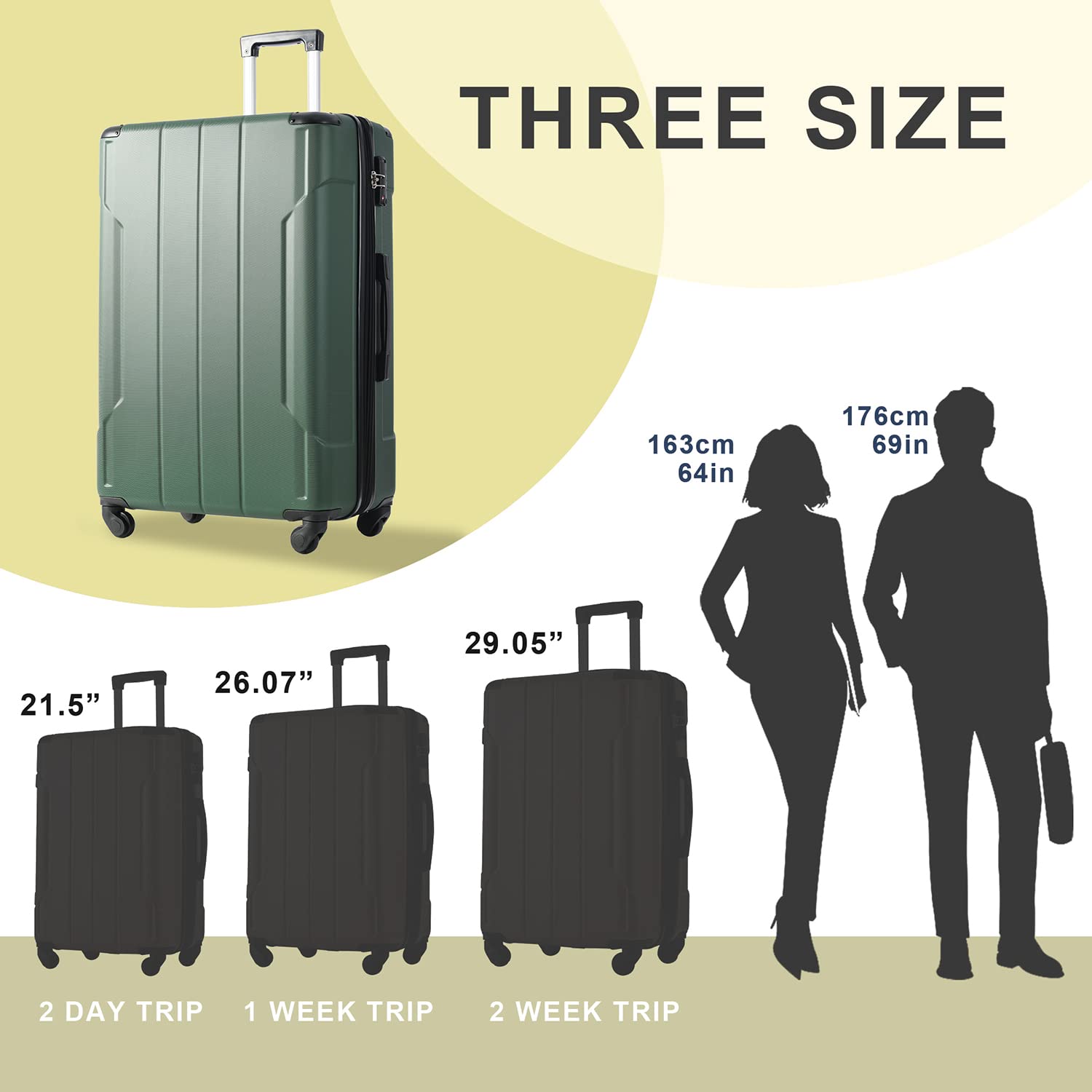 Merax 20 Inch Carry On Luggage with Wheels Aluminum Alloy Corner Hard Shell Suitcase TSA Luggage Suitcases for Travel Woman Men(Green)