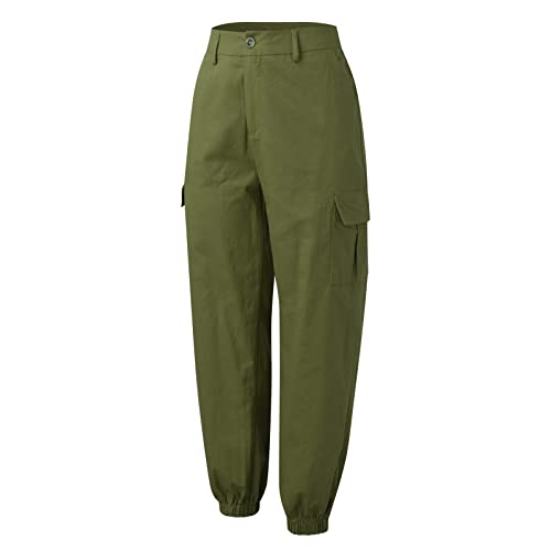 Ljdkusp Cargo Pants Women High Waist Stretch Military Combat Pants with Multi Pockets Workout Hiking (1-Army Green, L)
