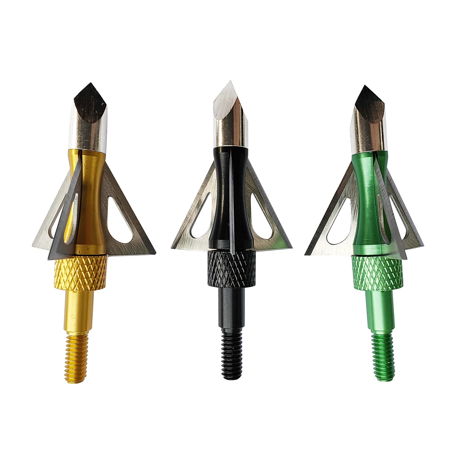 PG1ARCHERY Archery Hunting Broadheads 100 Grain 3 Blade for Crossbow Recurve Bow and Compound Bow Gifts Package Pack of 18 (Black Green Golden)